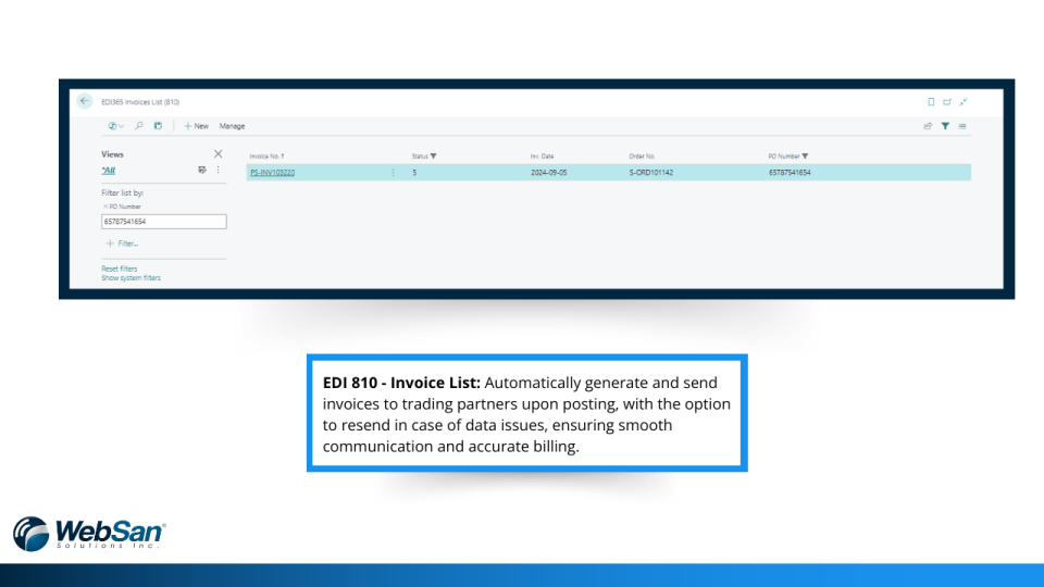 EDI 365 Connector for Dynamics 365 Business Central | WebSan Solutions Inc.