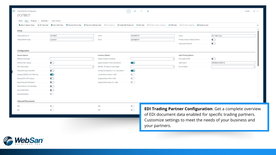 EDI 365 Connector for Dynamics 365 Business Central | WebSan Solutions Inc.