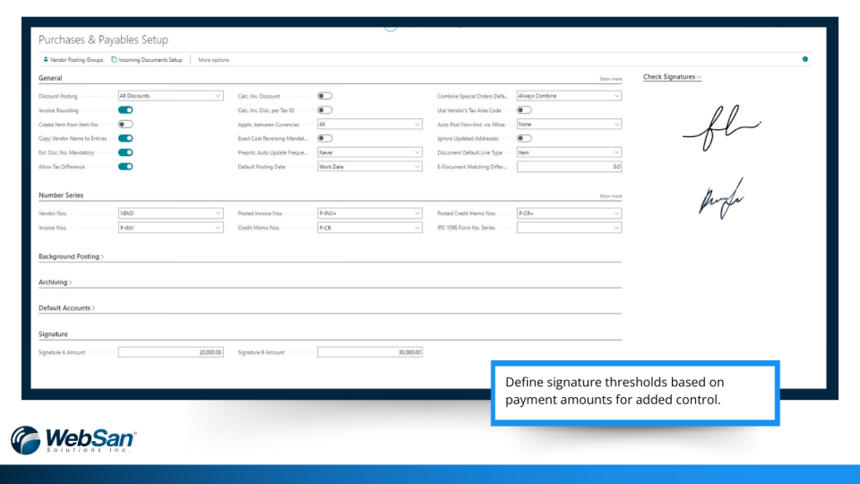 Electronic Check Signature | Microsoft AppSource | WebSan Solutions Inc.